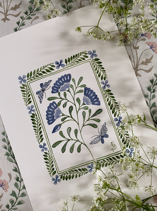 Print - Blue Fan flower – Felicity-Buchanan-Designs