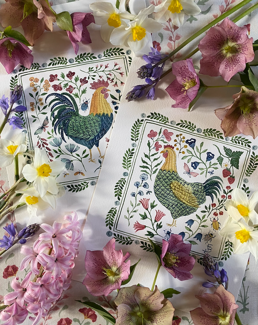 Print - Spring Chicken - Hen – Felicity-Buchanan-Designs
