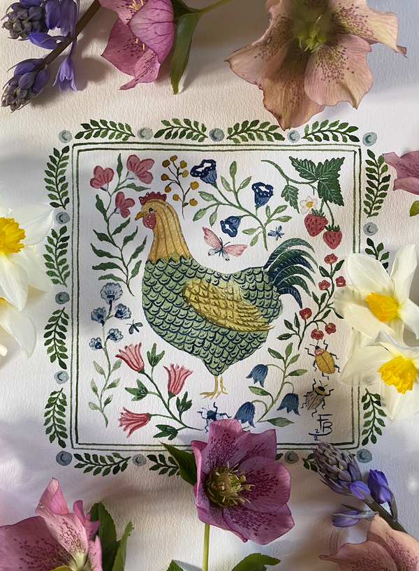 Print - Spring Chicken - Hen – Felicity-Buchanan-Designs