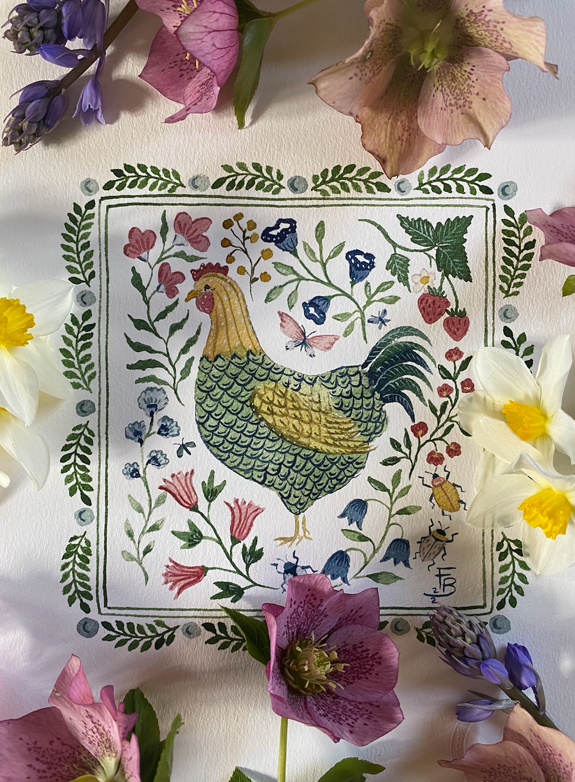 Print - Spring Chicken - Hen – Felicity-Buchanan-Designs